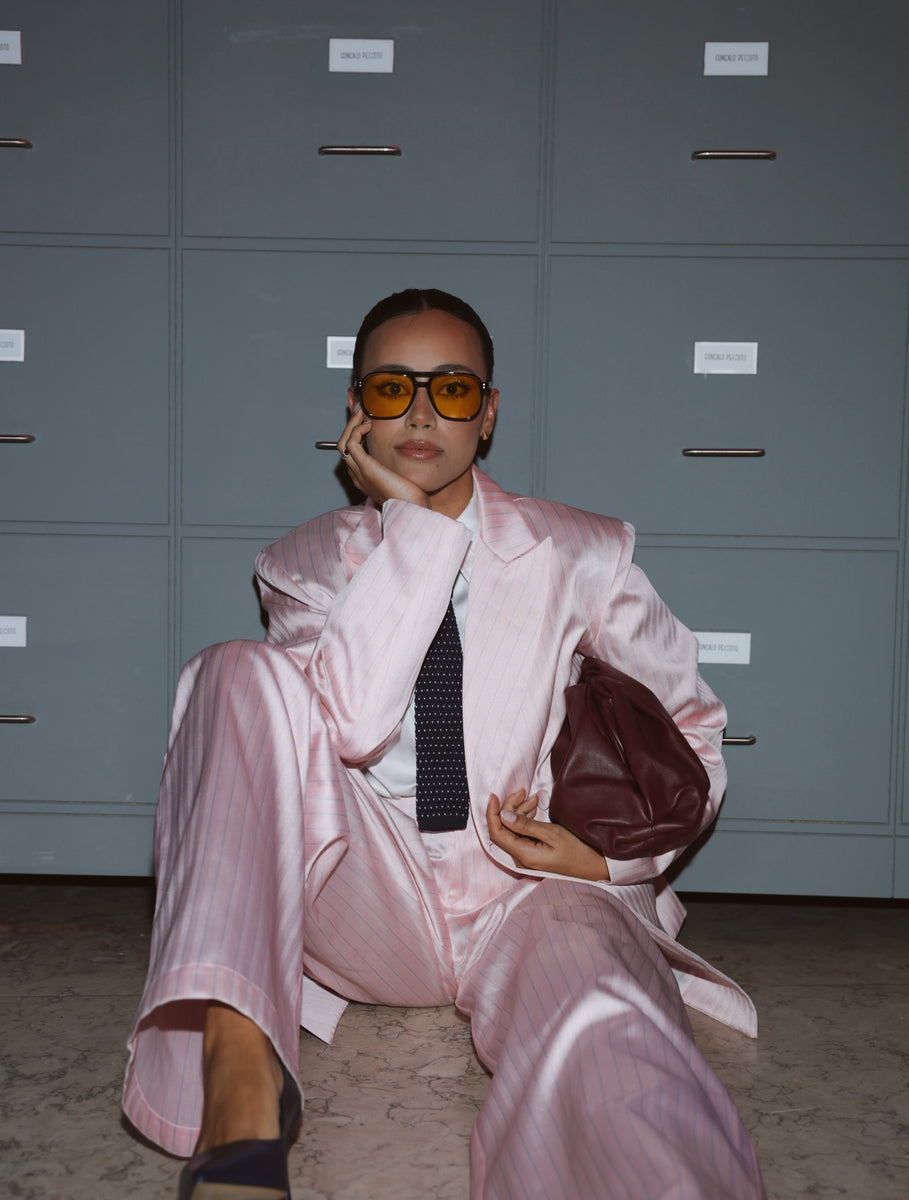 Pink Striped Mikado Blazer – Gonçalo Peixoto